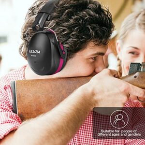 SULWZM Hearing Protection Ear Muffs,NRR 28db Noise Cancelling for Shooting, Mowing, Construction,Rose