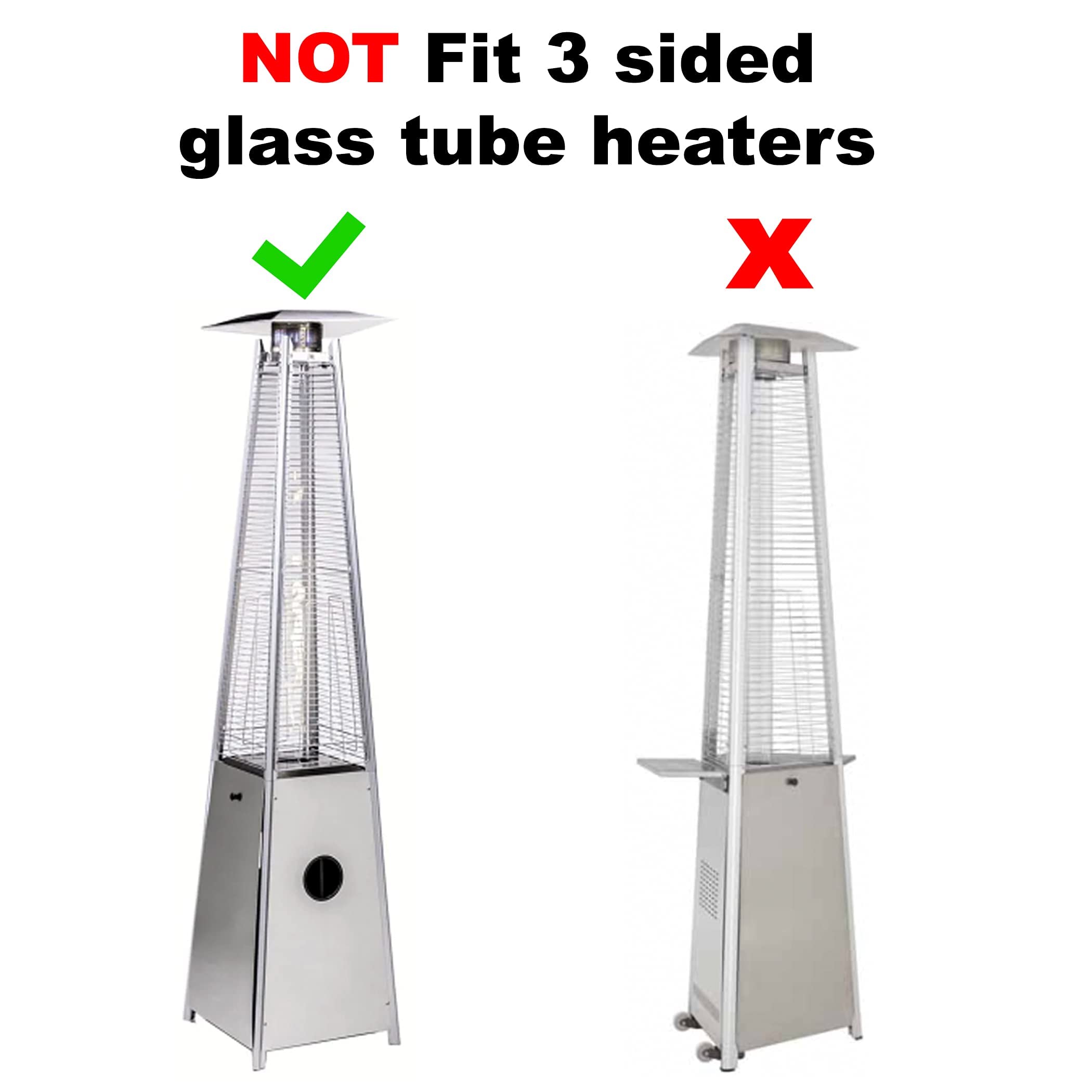 Replacement Patio Heater Heat Shield (Square) - Glass Tube Heat Shield with 3 Pre-Drilled Holes - Compatible with Gardensun BFC-A-SS Propane Gas Patio Heater and Other 4-Sided Glass Tube Heaters