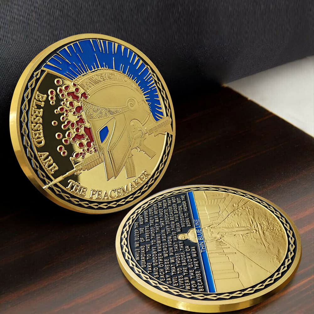 E-Coin Police Lives Matter Challenge Coin Thin Blue Line Law Enforcement Coin