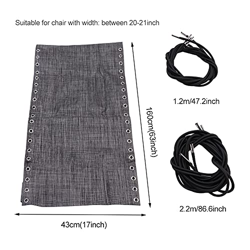 CALIDAKA Zero-Gravity Chair Replacement Fabric,63" x 17" Recliner Mesh Canvas,Lounge Chair Fabric with Ropes,an-ti-Gravity Folding Lounge Repair Cloth for Patio Lawn Yard Pool(Black Grey)