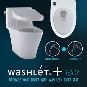 TOTO Drake Two-Piece Elongated 1.28 GPF Universal Height TORNADO FLUSH Toilet with 10 Inch Rough-In, CEFIONTECT, and SoftClose Seat, WASHLET+ Ready, Cotton White - MS776124CEFG.10#01