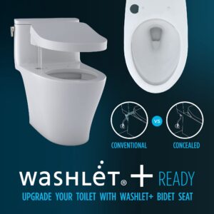 TOTO Drake Two-Piece Elongated 1.6 GPF TORNADO FLUSH Toilet with CEFIONTECT and SoftClose Seat, WASHLET+ Ready, Cotton White - MS776124CSG#01