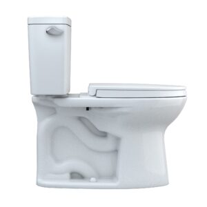 TOTO Drake Two-Piece Elongated 1.6 GPF TORNADO FLUSH Toilet with CEFIONTECT and SoftClose Seat, WASHLET+ Ready, Cotton White - MS776124CSG#01