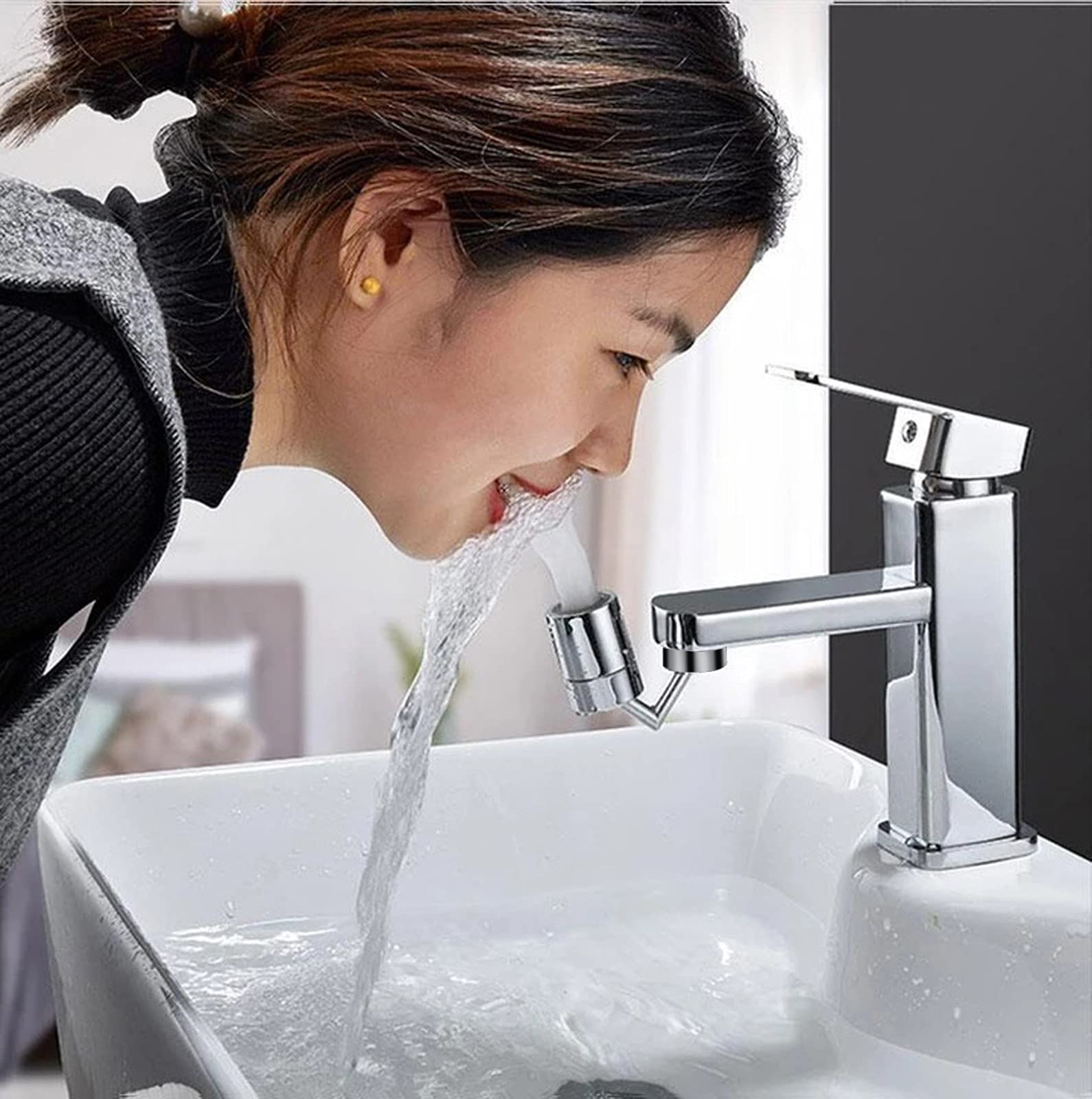 2 PC Universal Splash Filter Faucet - 720 Degree Rotating Water Faucet Stainless Steel Kitchen Faucet with Dual Modes Faucet Head for Bathroom Kitchen