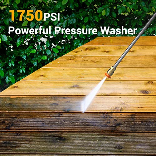 Rock&Rocker Upgraded 1750PSI Pressure Washer, 2.5GPM Portable Electric Power Washer with 360° Spinner Wheels, 4 Quick Connect Nozzles Foam Cannon for Car/Patio/Deck/Home Cleaning