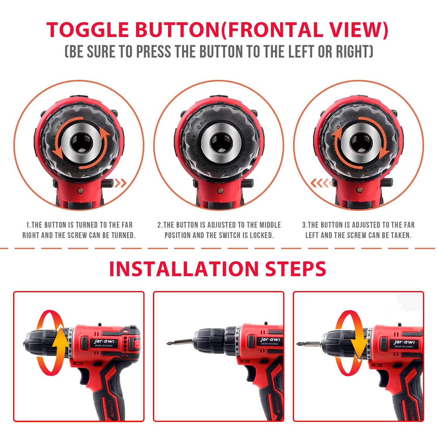 jar-owl Cordless Drill Set, 21V Brushless Drill Driver Kit, 1x 1.5Ah Li-ion Batteries, 319 In-lbs Torque, 3/8”Keyless Chuck, 2-Variable Speed, 25+1 Clutchfor for Home Tool Kit