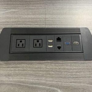 Impecgear Power Plug in-Desk Power Center Table Top Grommet Furniture Power Data Center/2 CAT6/1 HDMI/1 USB/1 Type-C/2 AC Power/1 USB Pass Thru (Black)