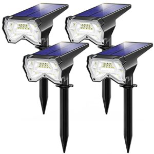 brillanfire solar lights outdoor, 2-in-1 solar lights for outside, solar powered spot lights outdoor waterproof, outdoor solar lights for walkway yard garden patio driveway, 4 pack，black