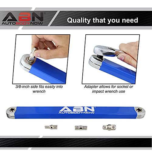 ABN Extension Wrench, 15in - 3/8in Adapter SAE Non-Swivel Leveraging Ratchet, Socket Wrench Tool with 3 Adapters