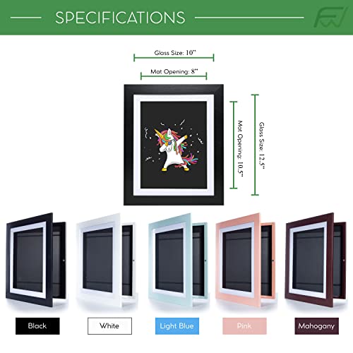 FrameWorks 10” x 12.5” Mahogany Wooden Kid Art Frame with Gallery Style Edges, Tempered Glass, and Elastic Straps 2-Pack