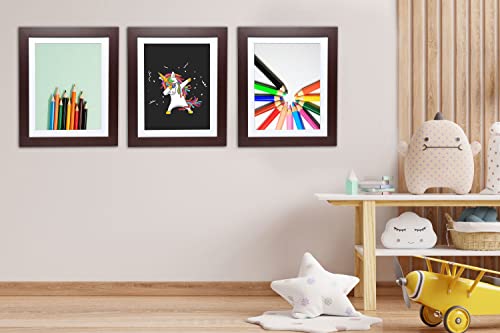 FrameWorks 10” x 12.5” Mahogany Wooden Kid Art Frame with Gallery Style Edges, Tempered Glass, and Elastic Straps 2-Pack