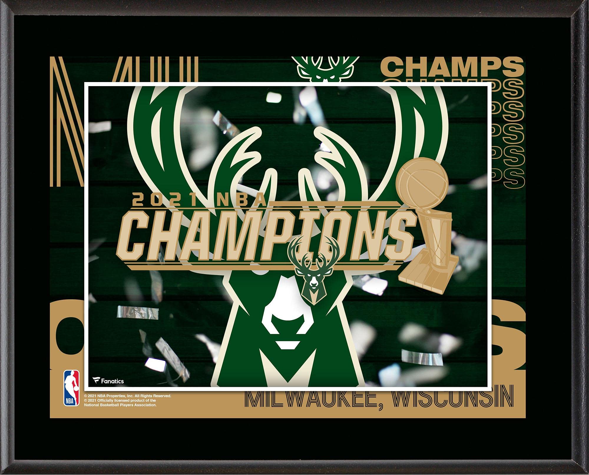 Milwaukee Bucks 10.5" x 13" 2021 NBA Finals Champions Sublimated Plaque - NBA Team Plaques and Collages