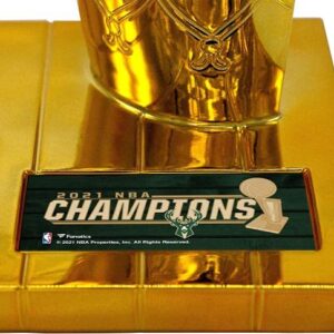 Sports Memorabilia Milwaukee Bucks Unsigned 2021 NBA Finals Champions 12" Replica Larry O'Brien Trophy with Sublimated Plate - NBA Team Plaques and Collages