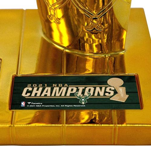 Sports Memorabilia Milwaukee Bucks Unsigned 2021 NBA Finals Champions 12" Replica Larry O'Brien Trophy with Sublimated Plate - NBA Team Plaques and Collages