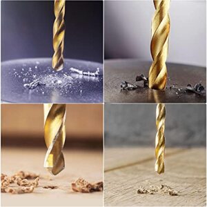 uxcell High Speed Steel Straight Shank Twist Drill Bit Fully Ground Titanium Coated 1.9mm Drill Diameter 46mm Total Length 21mm Drill Bit Length 6 Pcs