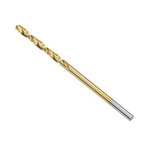 uxcell High Speed Steel Straight Shank Twist Drill Bit Fully Ground Titanium Coated 1.9mm Drill Diameter 46mm Total Length 21mm Drill Bit Length 6 Pcs