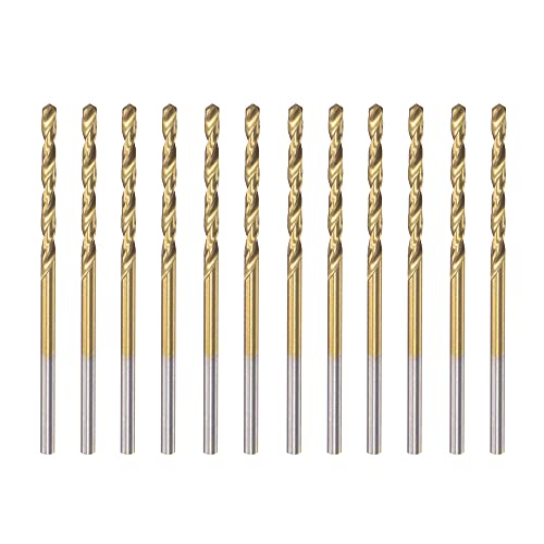 uxcell 2.2mm Drill Bits High Speed Steel Straight Shank 52mm Length Twist Drill Bit Fully Ground Titanium Coated 12 Pcs