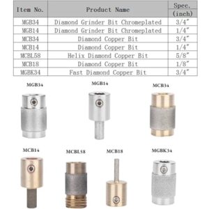 Agatige Glass Grinder Bits, 1/8" Stained Glass Diamond Grinder Bit Head Tools Metal Core Stained Glass Grinder Bits & Diamond Grinder Bit Head Tools for Stained Glass, MCB18