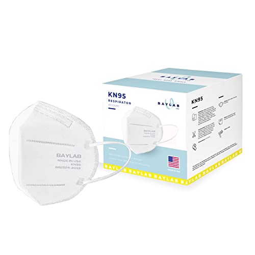 BAYLAB USA KN95 Respirator (GB2626-2019) - Disposable 5-Layer Face Mask, White, Pack of 20