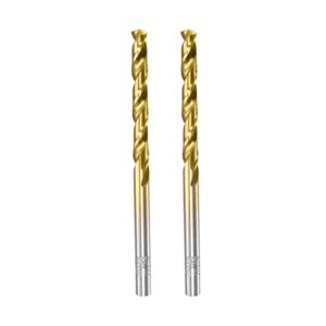 uxcell high speed steel straight shank twist drill bit fully ground titanium coated 4.6mm drilling dia 2 pcs