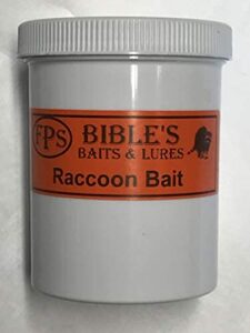 fps) bible's raccoon bait (8 oz.) works in live traps, dp traps, dirt hole set.