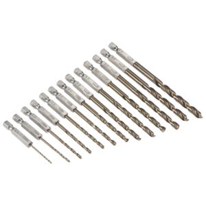 uxcell 13 Pcs High Speed Steel Hex Shank Twist Drill Bit Set, Quick Change Titanium Coated 1/4 Inch Hex Shank 1.5mm-6.5mm Drilling Dia