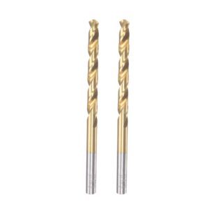 uxcell 4.9mm drill bits high speed steel straight shank 86mm length twist drill bit fully ground titanium coated 2 pcs