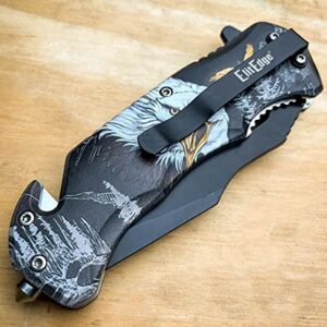 BestSeller989 Bald Eagle Outdoor Spring Assisted Open Pocket Folding Skull Rescue Knife Blade