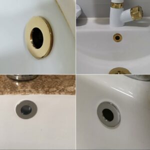 Nge Kitchen Bathroom Sink Basin Trim Overflow Cover Insert In Hole Oval Caps, Oval Tidy Insert Spares(6 Pcs,Silver), 2.16x.0.78x0.47