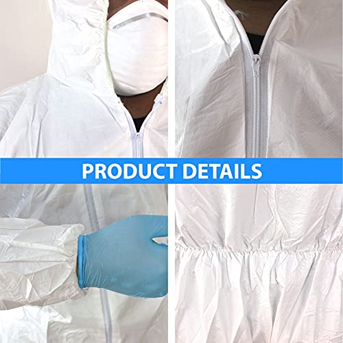 3PCS Disposable Coverall, One-piece Cover Suits Paint Coverall Lab Coveralls with Front Zipper Elastic Hood Suit Cuffs Ankles Waist, Unisex Dustproof Suit for Painting, Cleaning, Manufacturing (3XL)