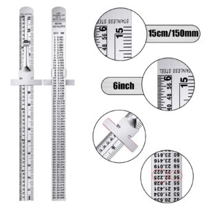 Pocket Ruler 6 Inch and 12 Inch Metal Rulers with Inch and Metric Graduation Stainless Steel Precision Ruler Measuring Tool for Engineering, School, Office