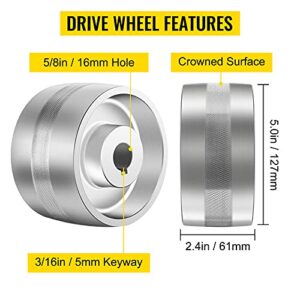 VEVOR Belt Grinder 2" x 72" Wheel Set, Complete Belt Knife Grinder Wheel Set, Aluminum Belt Grinder Wheel Crowned, for Knife Grinder 5" Drive Wheel 5/8" Bore 4" Tracking 2" Idler Wheels (5"-4"-2")