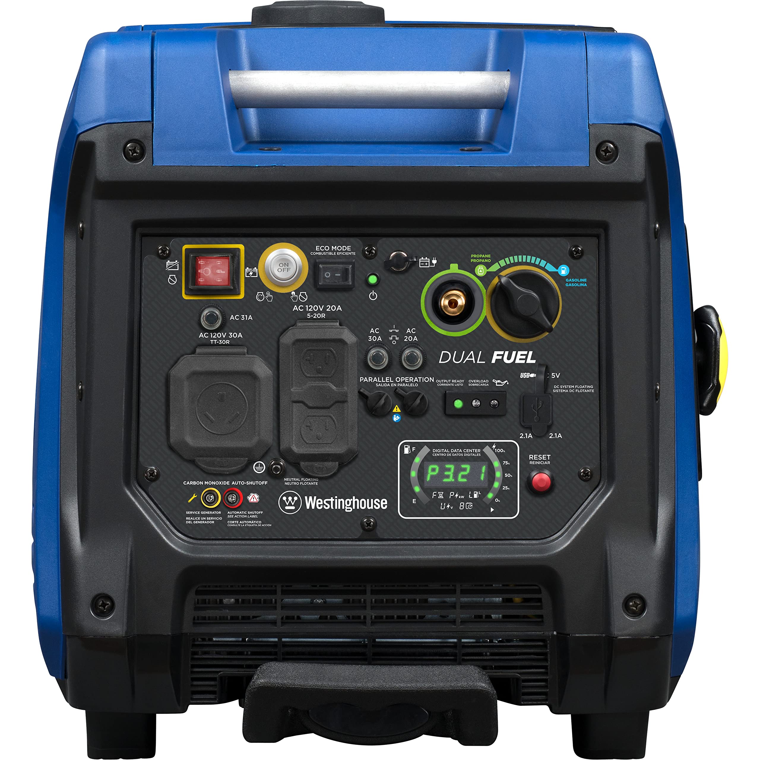 Westinghouse Outdoor Power Equipment 4500 Peak Watt Super Quiet Dual Fuel Portable Inverter Generator, Remote Electric Start, Gas & Propane Powered, RV Ready, CO Sensor, Parallel Capable