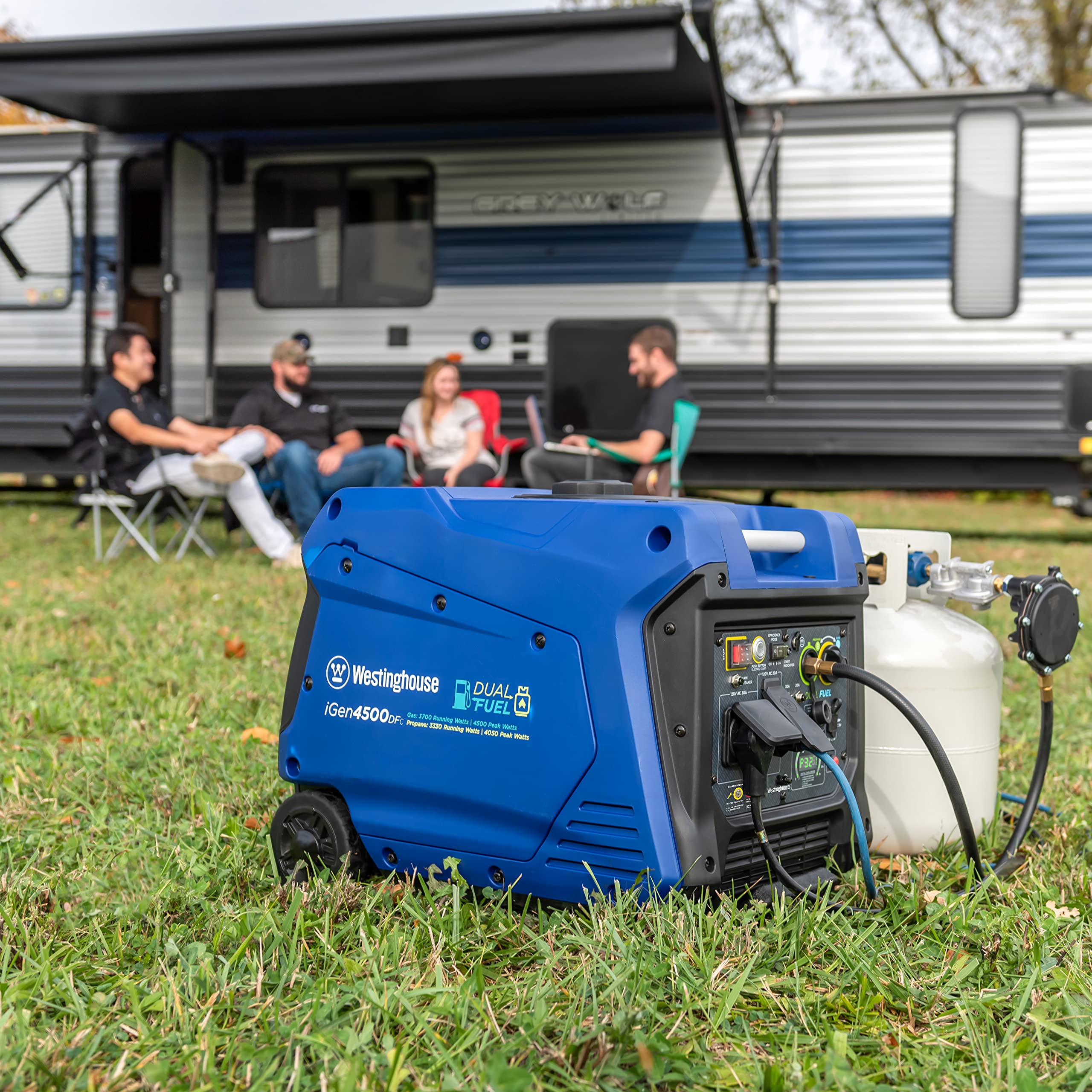 Westinghouse Outdoor Power Equipment 4500 Peak Watt Super Quiet Dual Fuel Portable Inverter Generator, Remote Electric Start, Gas & Propane Powered, RV Ready, CO Sensor, Parallel Capable