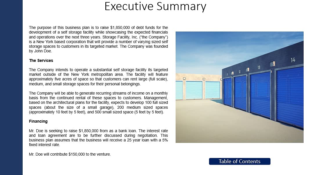 Storage Facility Business Plan