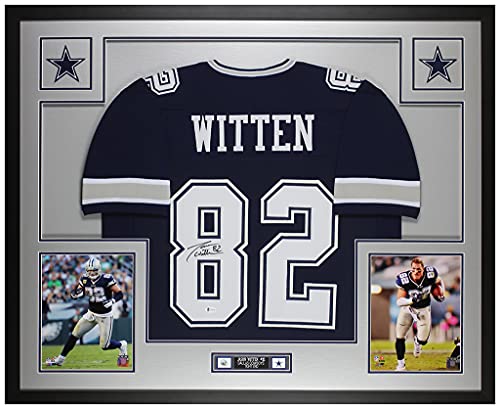 Jason Witten Autographed Blue Dallas Jersey - Beautifully Matted and Framed - Hand Signed By Witten and Certified Authentic by Beckett - Includes Certificate of Authenticity