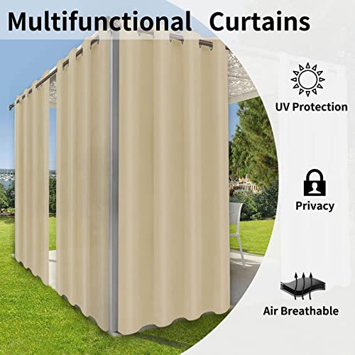 OutdoorLines Waterproof Indoor Outdoor Curtains for Patio-Privacy Sun Blocking Grommet Curtain Panel Weatherproof, UV Resistant Curtains for Gazebo, Front Porch, Pergola Beige 52W x 84L Inch 1 Piece