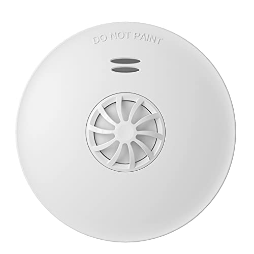 Ecoey Fire Alarms Smoke Detectors, 10-Year Smoke and Heat Detector with Built-in Battery for Home Bedroom and Kitchen, Smoke Detector and Heat Alarm with Easy Install and Test Button, FJ192,1 Pack