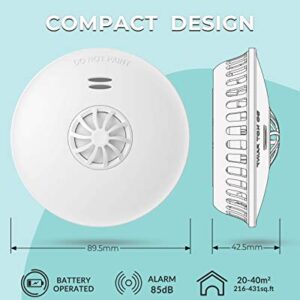 Ecoey Fire Alarms Smoke Detectors, 10-Year Smoke and Heat Detector with Built-in Battery for Home Bedroom and Kitchen, Smoke Detector and Heat Alarm with Easy Install and Test Button, FJ192,1 Pack