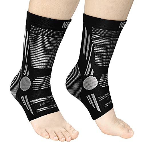 NEENCA Ankle Brace for Pain Relief, 2 Pack Compression Ankle Sleeves Set. Ankle Support Stabilizer for Achilles Tendonitis, Plantar Fasciitis, Joint Pain, Swelling, Arthritis, Sport - FSA/HSA Approved