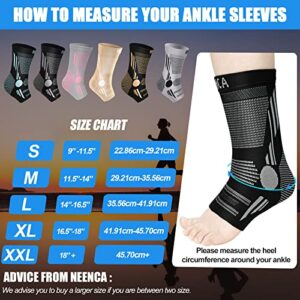 NEENCA Ankle Brace for Pain Relief, 2 Pack Compression Ankle Sleeves Set. Ankle Support Stabilizer for Achilles Tendonitis, Plantar Fasciitis, Joint Pain, Swelling, Arthritis, Sport - FSA/HSA Approved