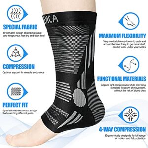 NEENCA Ankle Brace for Pain Relief, 2 Pack Compression Ankle Sleeves Set. Ankle Support Stabilizer for Achilles Tendonitis, Plantar Fasciitis, Joint Pain, Swelling, Arthritis, Sport - FSA/HSA Approved