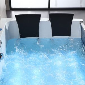 71" Acrylic Whirlpool Bathtub 2 Person, Alcove Soaking SPA Double Ended Tub Hydromassage Rectangular Water Jets with Computer Panel, Air Bubble, Light, UL Certified, White (Q411)