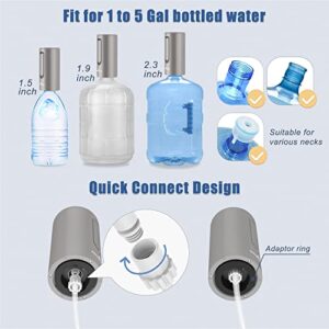 Universal Water-Bottle Pump Dispenser 5-Gallon: KitchenBoss Foldable Automatic Water Bottle Pump, Portable Electric Drinking Water Pump USB Charging 1-5 Gallon Water Bottle Switch, Silver