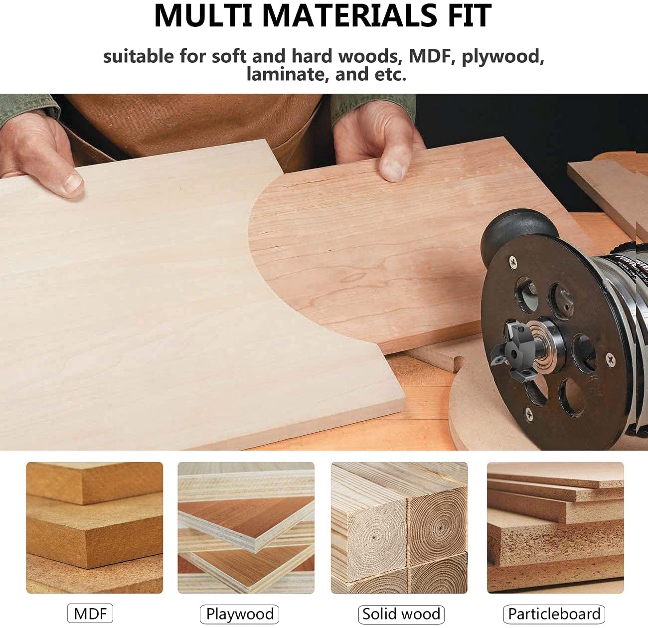 SpeTool Spoilboard Surfacing Router Bit, 1/2 inch Shank 2.5 inch Diameter, 4-Wings Planing bit for Wood Slab Flattening