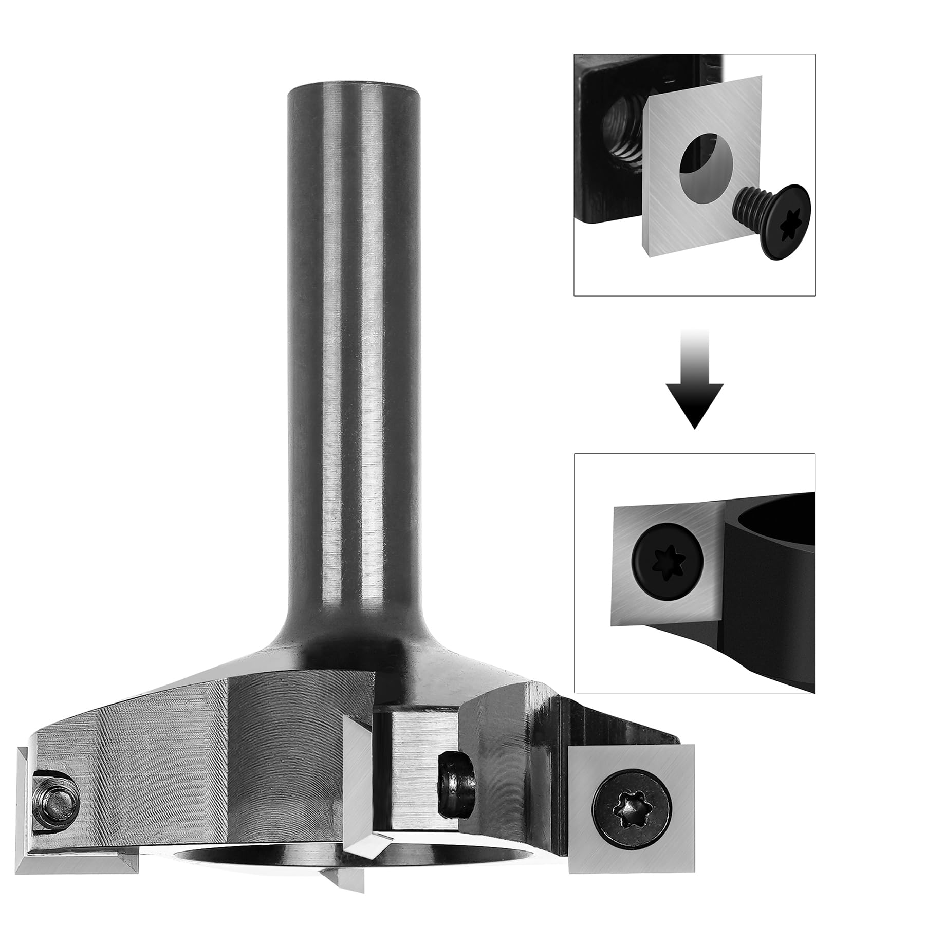 SpeTool Spoilboard Surfacing Router Bit, 1/2 inch Shank 2.5 inch Diameter, 4-Wings Planing bit for Wood Slab Flattening