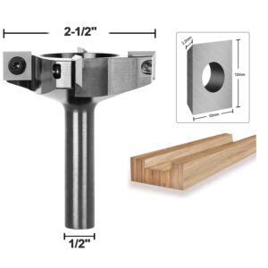 SpeTool Spoilboard Surfacing Router Bit, 1/2 inch Shank 2.5 inch Diameter, 4-Wings Planing bit for Wood Slab Flattening