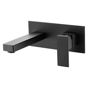 sumerain matte black wall mount bathroom sink faucet lavatory vessel faucet, brass rough-in valve included