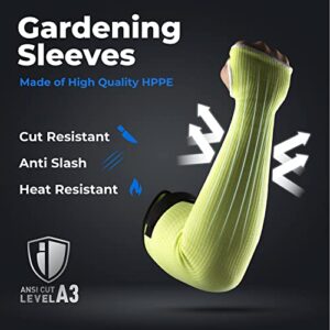 OriStout Cut Resistant Gardening Sleeves with Tumb Hole, Protective Arm Sleeves for Yard Work, Kitchen, Arm Guards for Biting, Pet Grooming, Gardening Gifts for Women, Green, 1 Pair