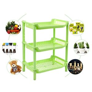 VEUL Three-Layer Racks Kitchen Shelf Multi-Purpose Shelf Holders Plastic Floor-to-Ceiling Bathroom Storage Shelf Kitchen Organizer Pink